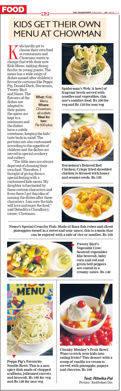 Chowman introduces their “KIDS MENU” – Chowman